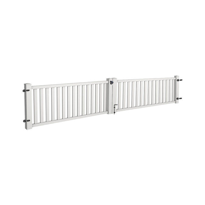 4' Tall x 12' Wide Closed Picket Fence Double Gate w/ Ani...