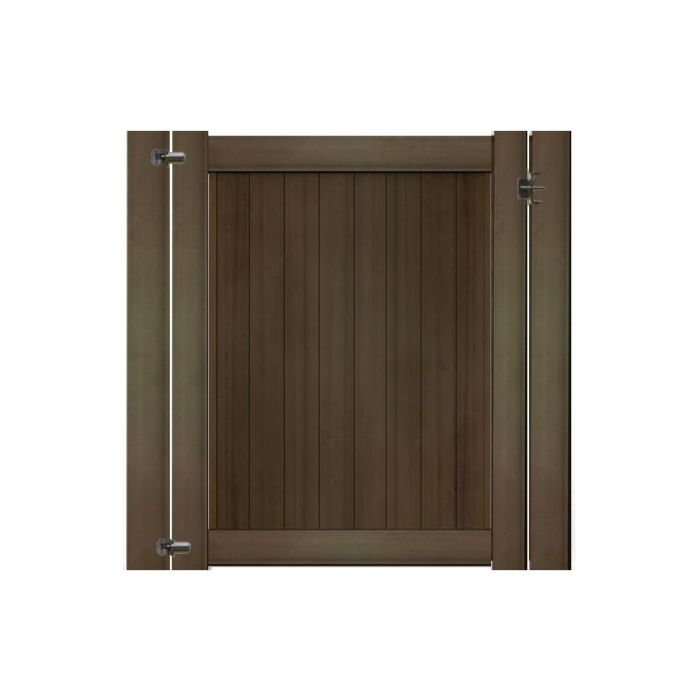 6' Tall x 4' Wide Gate Dark Walnut Kit (Hinges & Latch In...