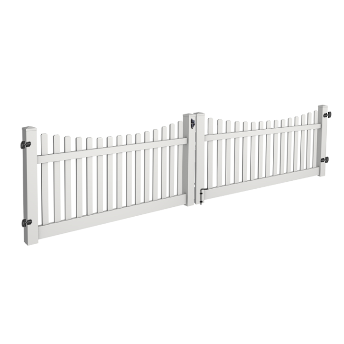 4' Tall x 8' Wide Scalloped Picket Fence Double Gate