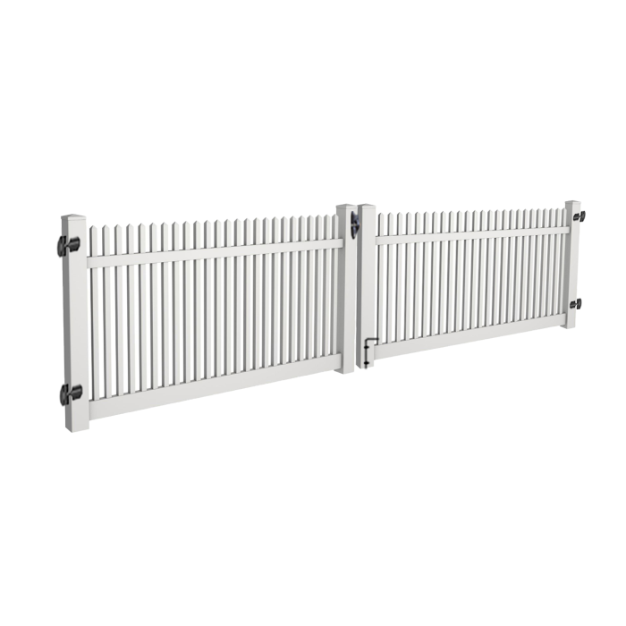 4' Tall x 8' Wide Straight Picket Fence Double Gate