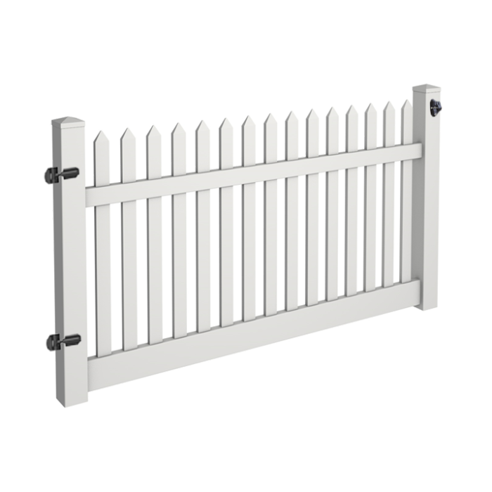 3' Tall x 6' Wide Straight Picket Fence Gate Kit w/ Anti-...