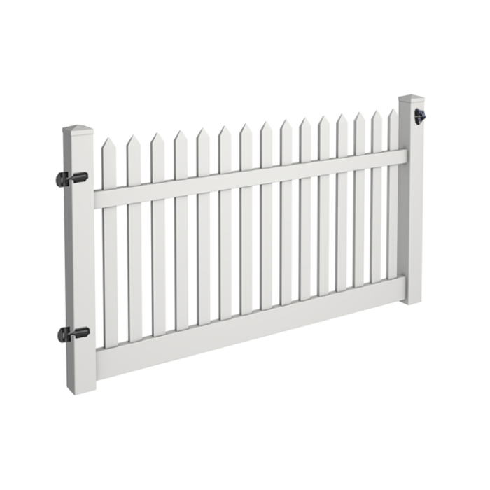4' Tall x 6' Wide Straight Picket Fence Gate Kit w/ Anti-...