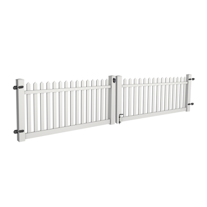 5' Tall x 12' Wide Straight Picket Fence Double Gate Kit ...